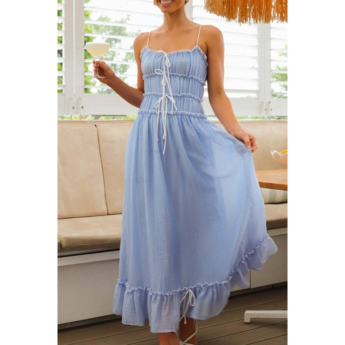Blue Skies Ruffle Midi – The Rowdy Chick
